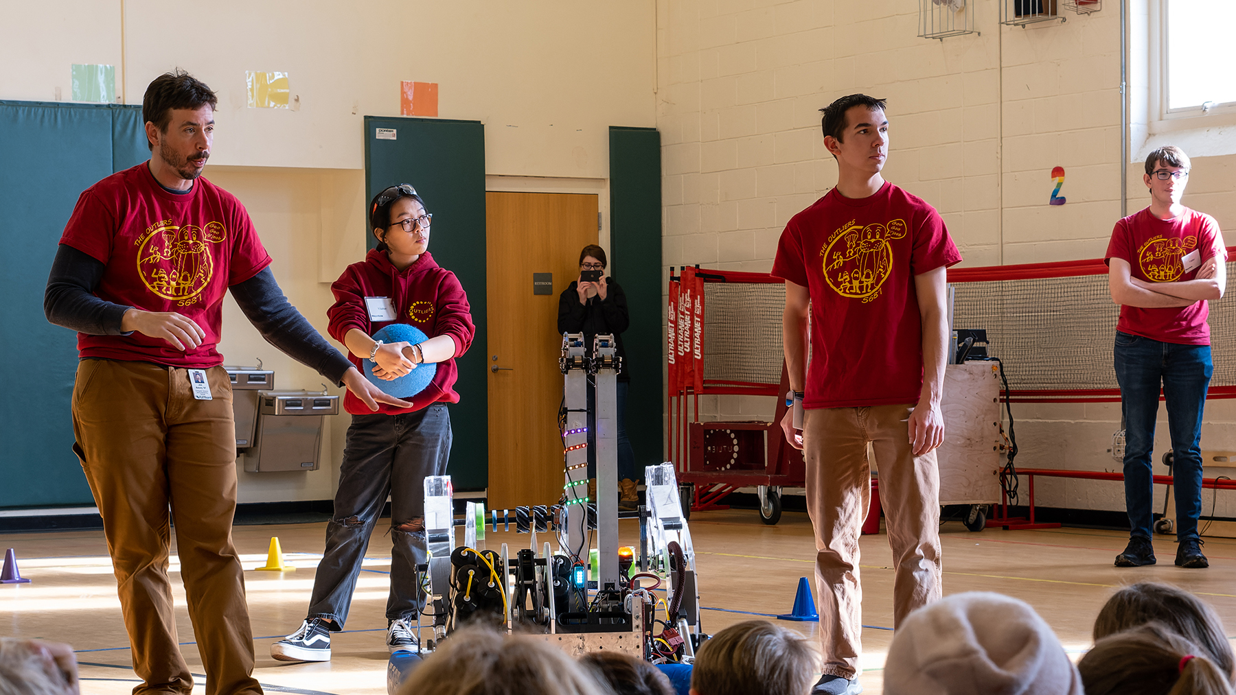 The Outliers demo a robot for Lower School students - Waynflete School